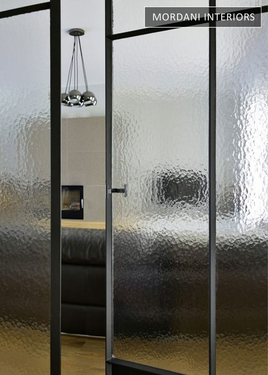 Heavy textured glass film for government office window | Mordani Interiors