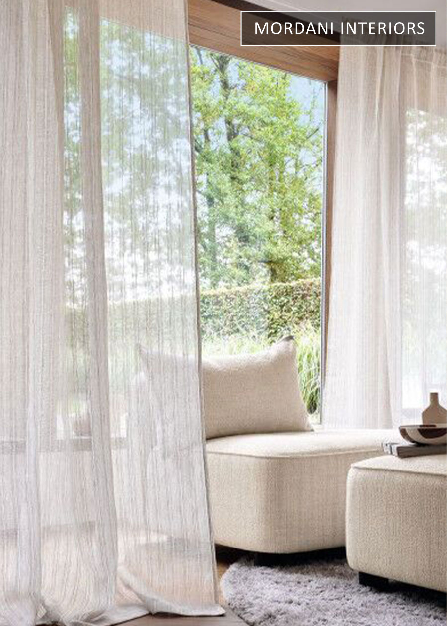 Vertical Striped Sheer Curtains For Home | Mordani Interiors