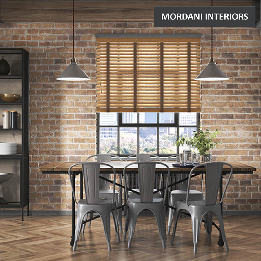 Brushed Teak SA-101 Wooden Venetian Blind | Mordani Interiors