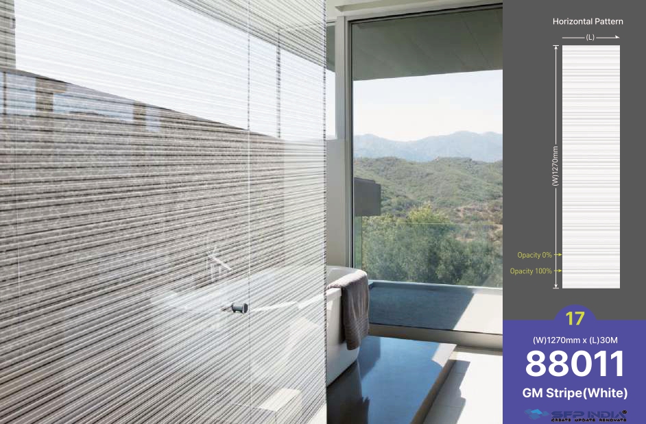 Horizonta Linear Textured Classic Window Glass Film Ideal for Hotels ...