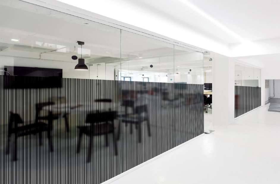 Black Bar Code Glass Film for Corporate Offices and Conference Rooms ...