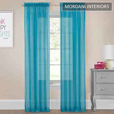 Plain Bright Blue Sheer Curtain | Mordani Interiors